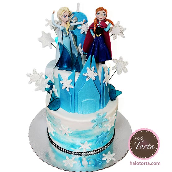 Ana i Elsa na torti sa zamkom