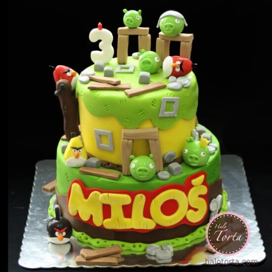 Torta Angry Birds zelena spratna