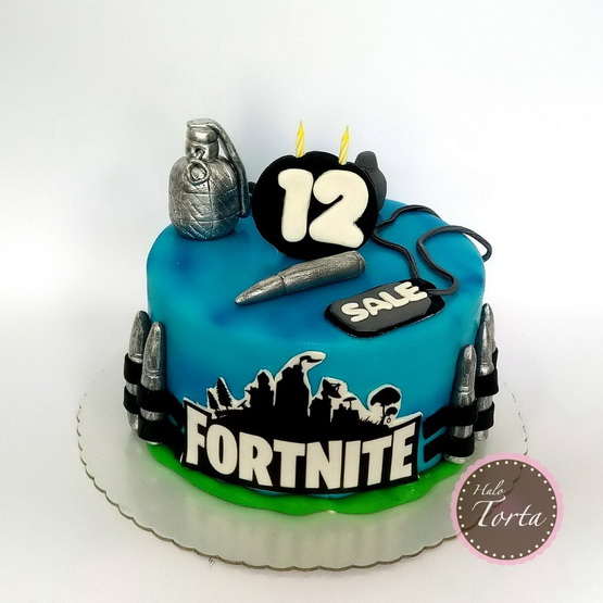 Okrugla plava torta Fortnite