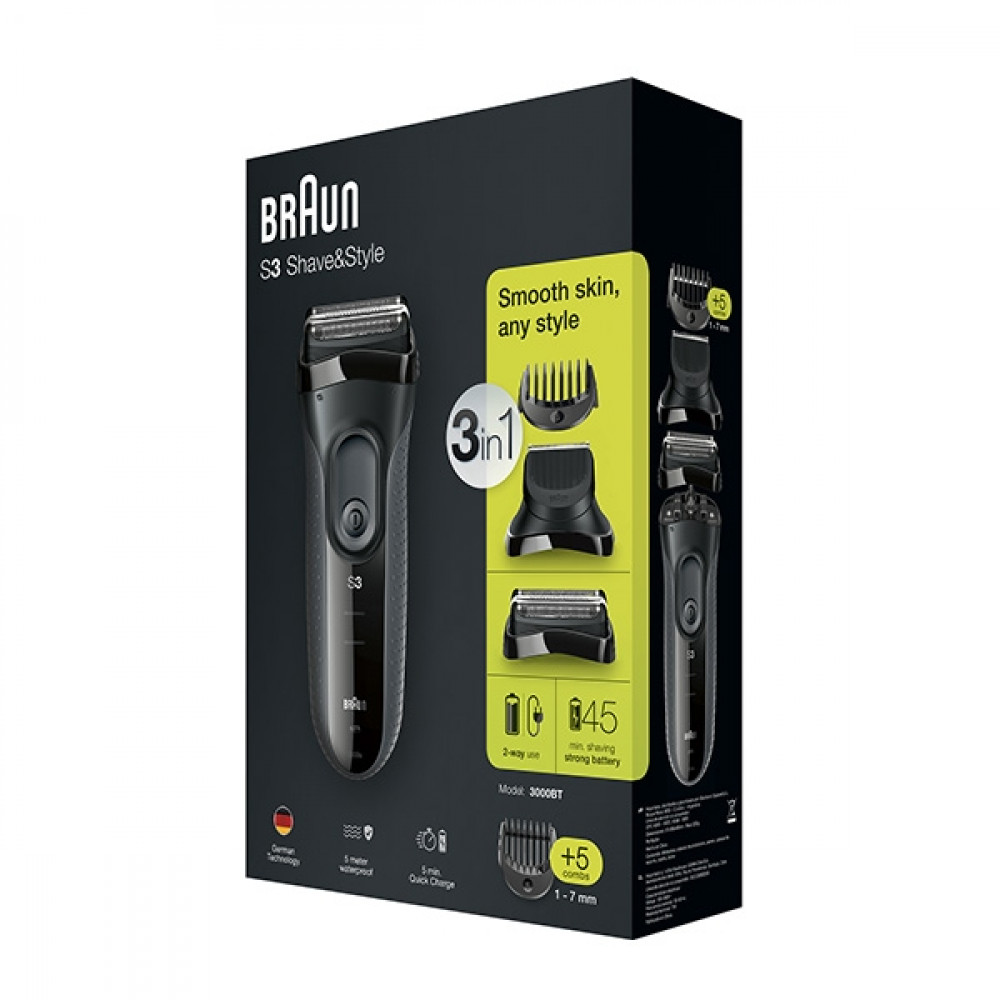 BRAUN BRIJAČ 3000BT BTH MN BLACK/GRAY BOX 504713