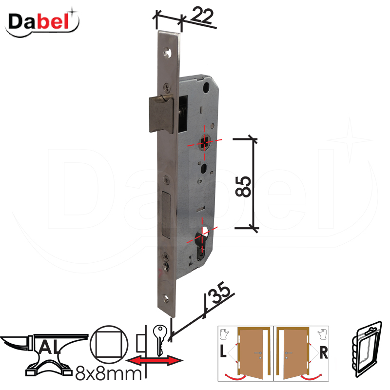 Brava za alu vrata B2025 C Nikl 35/85/22/8