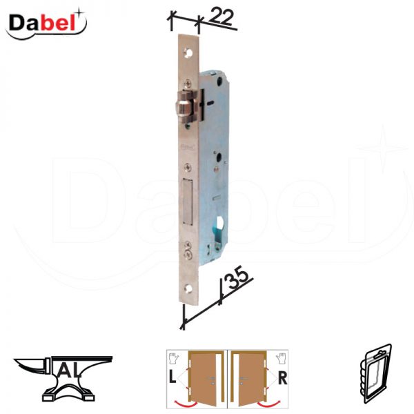 Brava za alu vrata B2026 R Inox 35/-/22/- bez prihvatnika DBP1