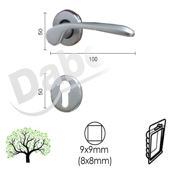 Kvaka rozeta za vrata KIRA Mat-Hr fi46/9/100/8/9mm