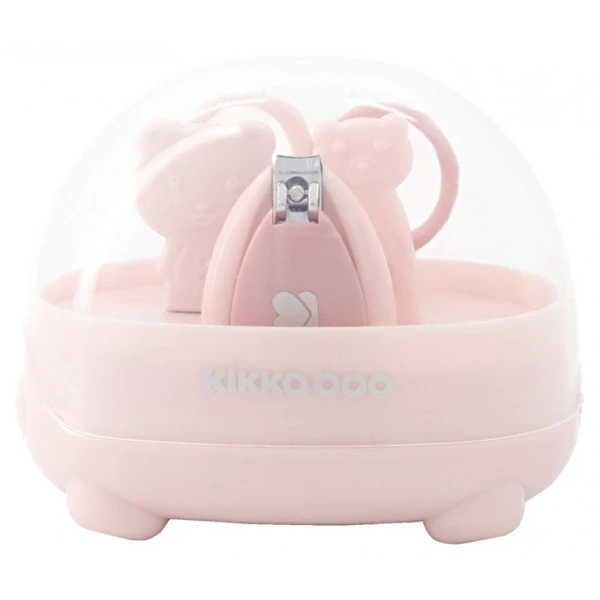 Set za nokte za bebe 4 dela Bear Pink - Kikka Boo makazice za nokte, turpija, pinceta i grickalica