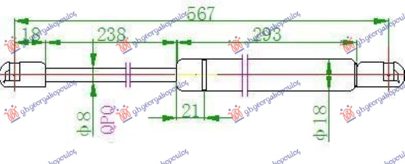 AMORTIZER GEPEK VRATA (570L-460N)