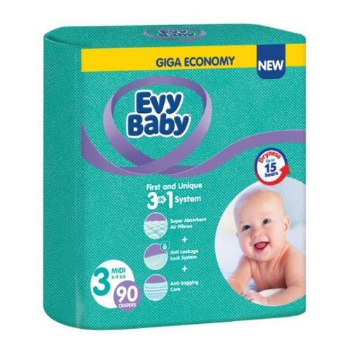 Evy Beby Pelene Giant 3 Midi 5-9kg, 90kom 3u1