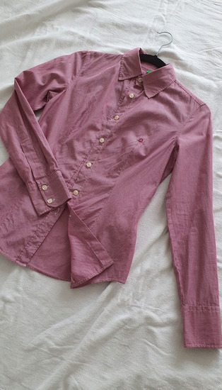Košulja Benetton roze-bela