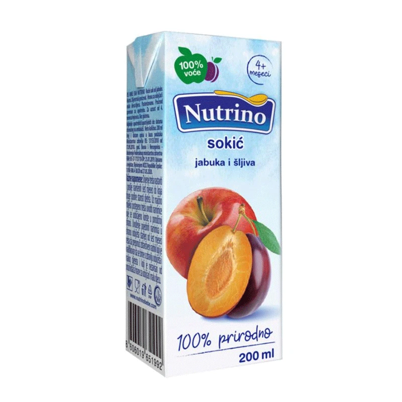 Nutrino sokić Jabuka i šljiva 200ml, 4m+