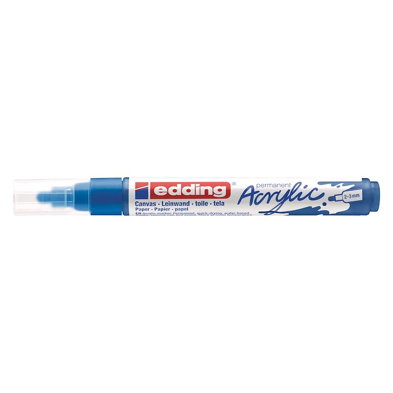 Akrilni marker E-5100 medium 2-3mm obli vrh plava Edding