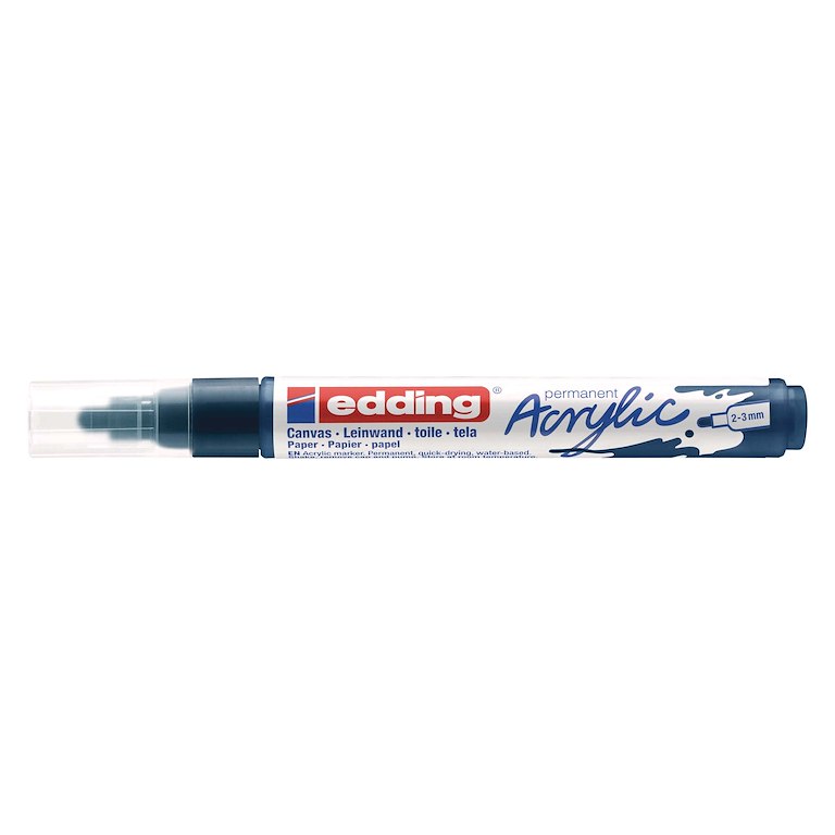 Akrilni marker E-5100 medium 2-3mm obli vrh tamno plava Edding