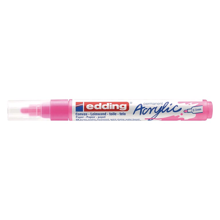 Akrilni marker E-5100 medium 2-3mm obli vrh neon roze Edding