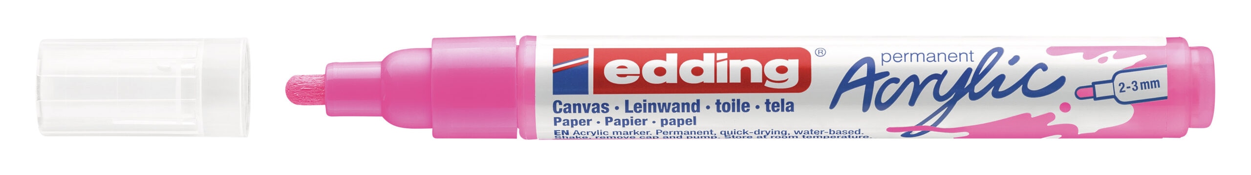 Akrilni marker E-5100 medium 2-3mm obli vrh neon roze Edding