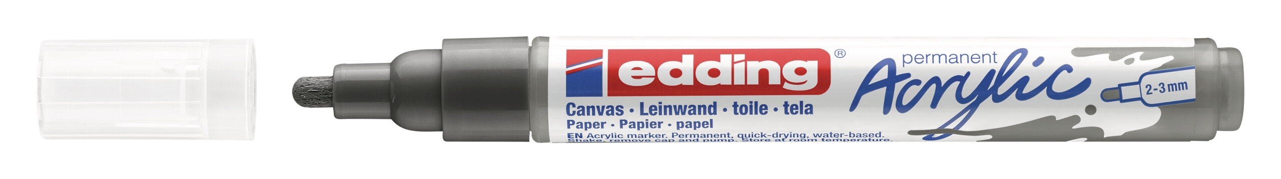 Akrilni marker E-5100 medium 2-3mm obli vrh antracit Edding