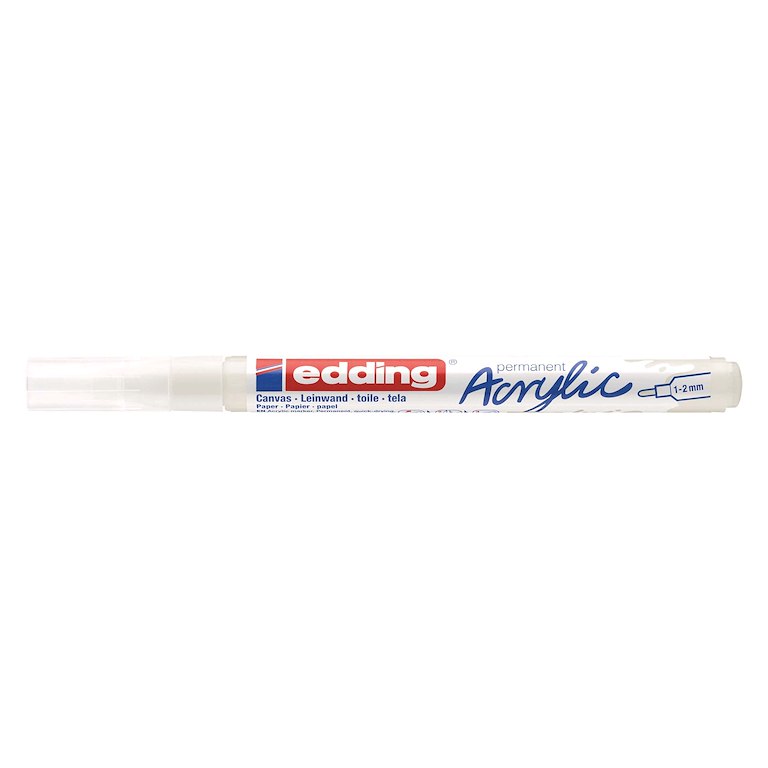 Akrilni marker E-5300 fine 1-2mm obli vrh bela Edding