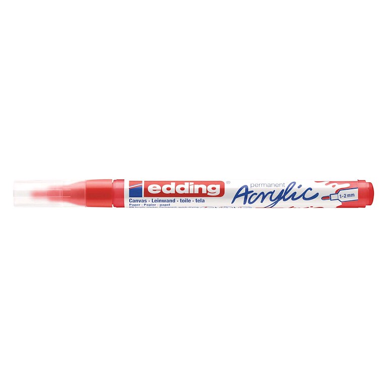 Akrilni marker E-5300 fine 1-2mm obli vrh crvena Edding