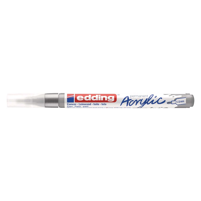Akrilni marker E-5300 fine 1-2mm obli vrh srebrna Edding