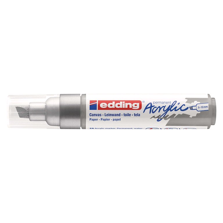 Akrilni marker E-5000 broad 5-10mm kosi vrh srebrna Edding