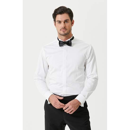 Slim Fit White Tuxedo Shirt