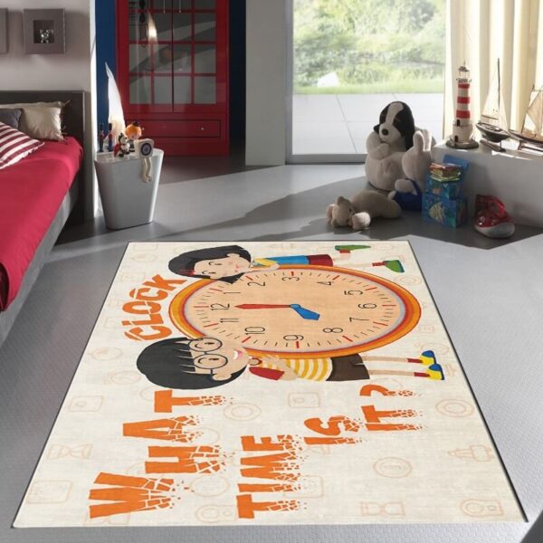Tepih za decu sa gumenom podlogom 120x180cm – Sat, narandžasti, TG-086