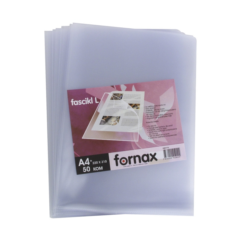 Fascikla "L" 80my pp A4 mat pk50 Fornax 1773 providna