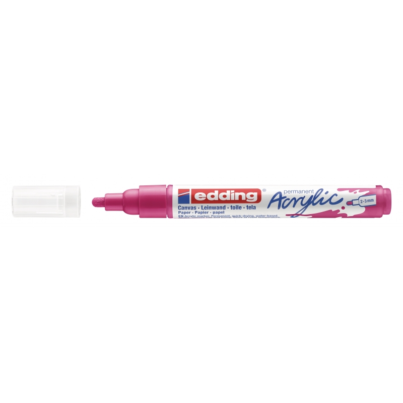 Akrilni marker E-5100 medium 2-3mm obli vrh Edding magenta