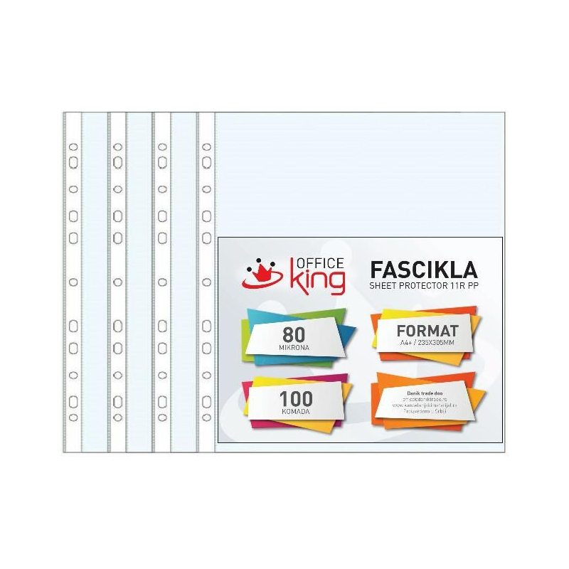 Fascikla PP 11 rupa 80 mic, 100/pak