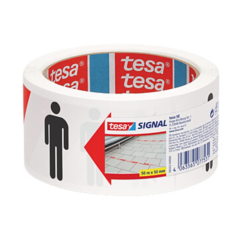 Traka Za Označavanje Socijalne Distance Lepljiva 50mm/50m Pp Tesa 58263 Crveno-Bela