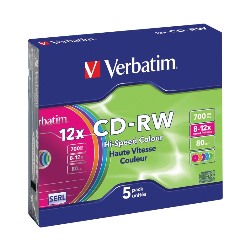 CD-RW 700/80 8x-12x slim Verbatim 43167 sortirano