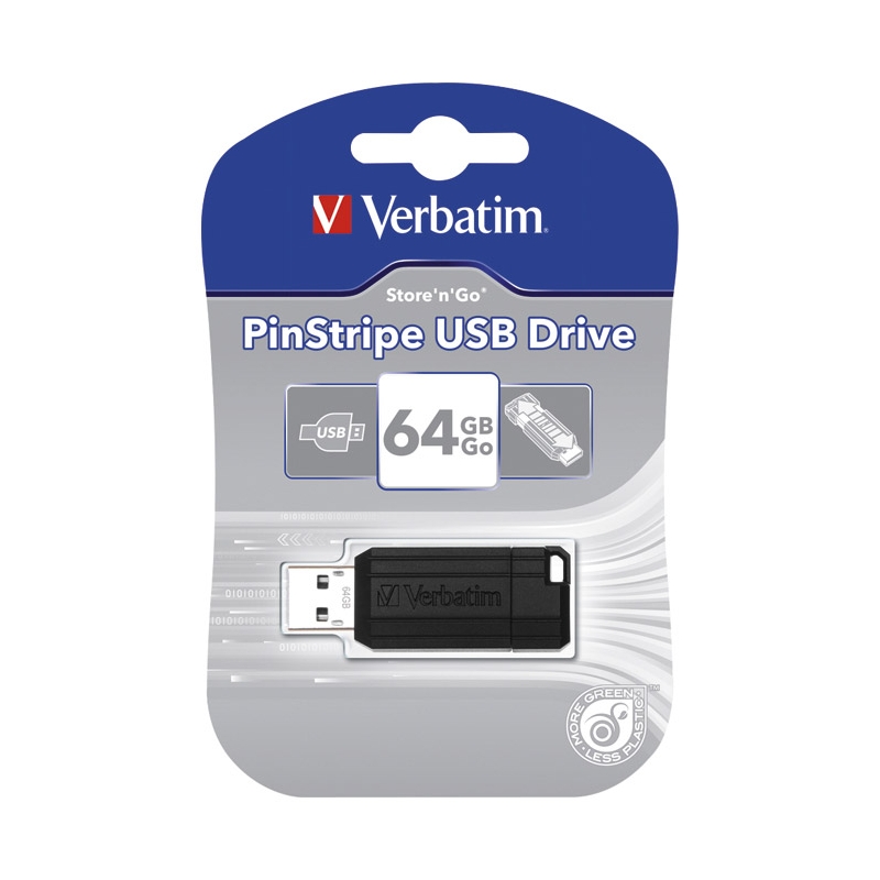 Memorija USB 64Gb PinStripe Verbatim 49065 crna blister