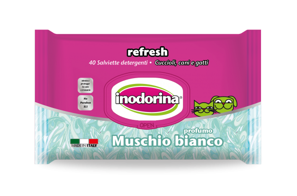 Inodorina refresh -vlažne maramice Mošus