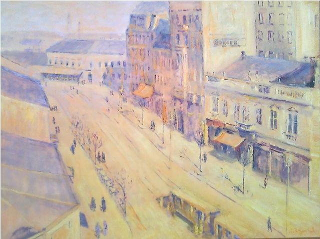 Kolarceva ulica, Beograd 1930 g, 40x30 cm, ulje na medijapanu