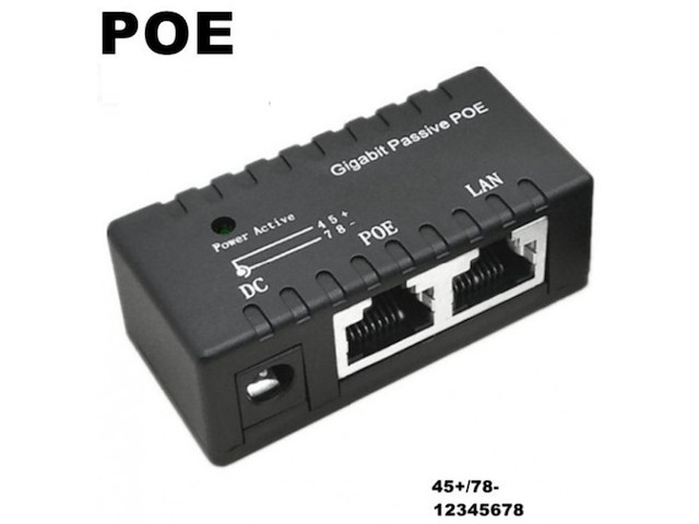 POE-INJ-4811 Gembird 48V/1A 130W, 1000mbps Passive POE injector od 5~48V, konektor 5.5x2.1mm