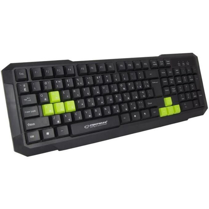 Esperanza Žična USB gejmerska tastatura Aspis Green EGK102G