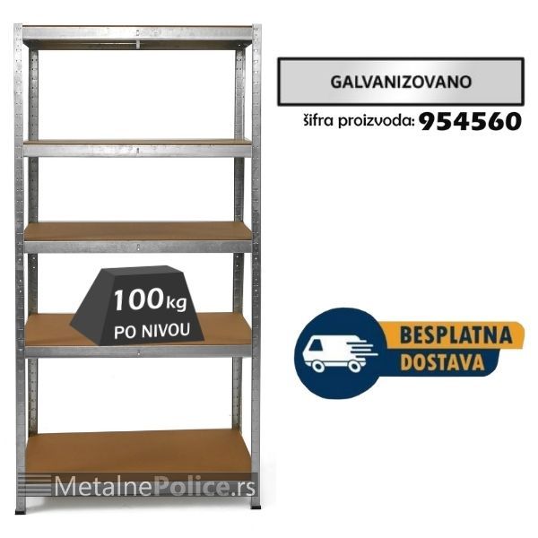 Polica metal-medijapan 180x90x30cm 5X100kg