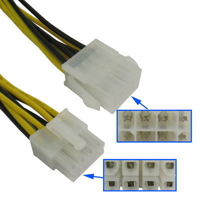 8 pin Male to 8 pin Female (EPS12V) Power Extension Cable (30cm)