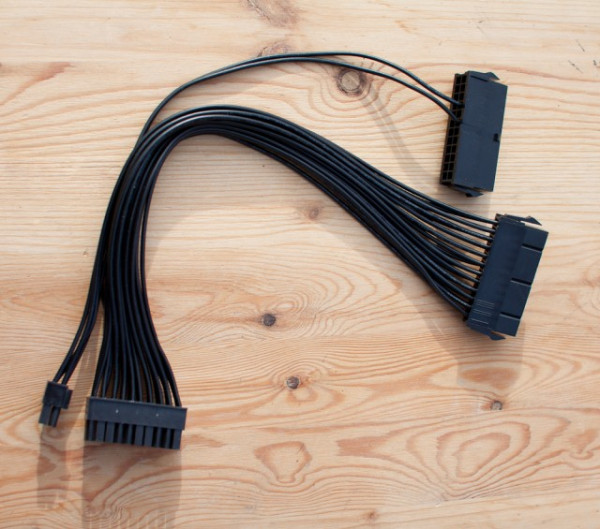 Dual PSU 24 Pin ATX Extension Splitter Cable (30cm)