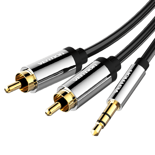 VENTION AUX audio kabl 3.5mm na 2xRCA m/m 1.5m pozlata (Crni) - BCFBG,