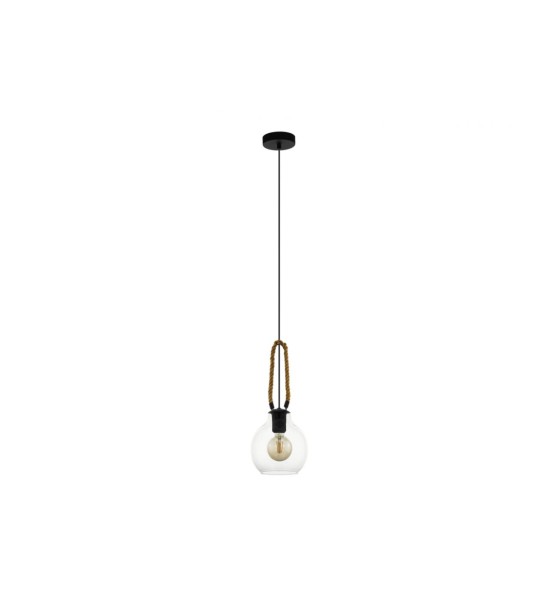 Eglo RODING 43617 Suspension lamp 1 x E27 - Metal and wood structure / black, brown finish