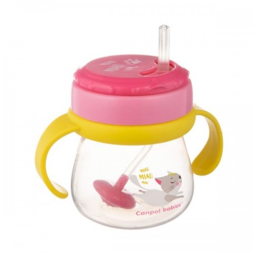 Canpol baby solja sa slamcicom cat - 250ml pink 56/520