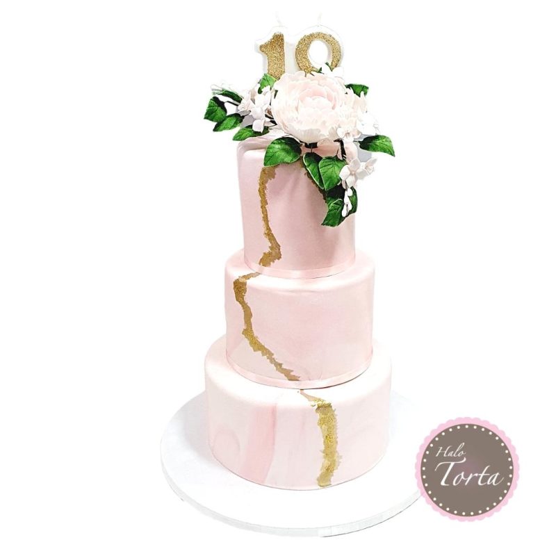 Mermerna roze torta za 18. rođendan