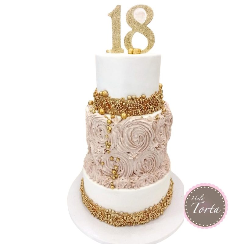 Elegantna torta za 18. rođendan sa perlama