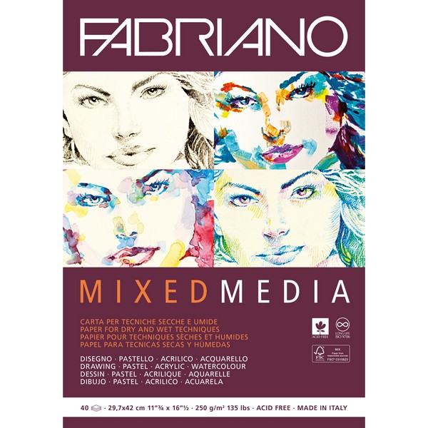 Fabriano FABRIANO BLOK MIXED MEDIA 250g A4 40L 19100381