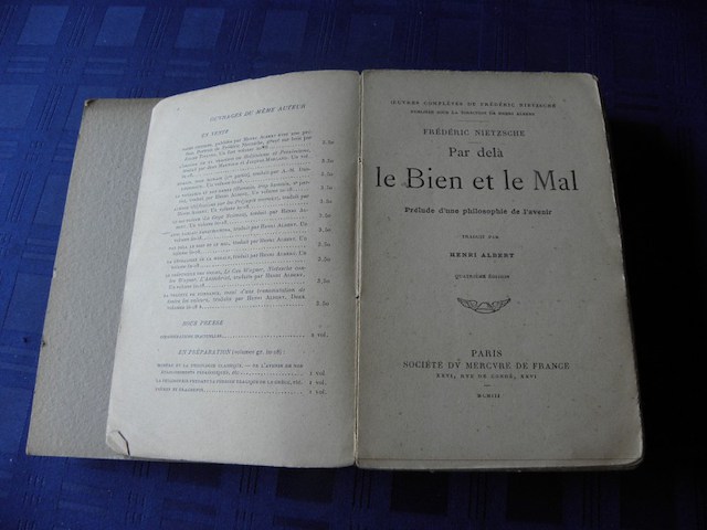 Frederic Nietzsche: Le Bien et le Mal, 1903