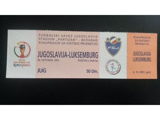 FUDBAL: JUGOSLAVIJA - LUKSEMBURG 06.10.2001