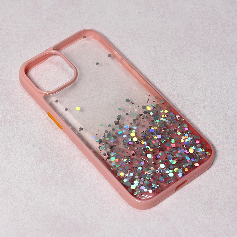 Maska(futrola) Frame Glitter za iPhone 14 6.1 roze