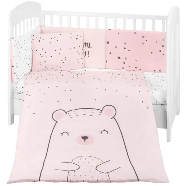 Kika boo Posteljina sa ogradicom 6 pcs 60/120 Bear with Me pink (KKB60117)