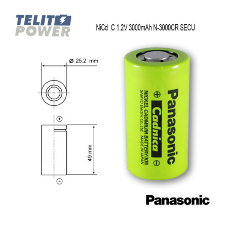 Panasonic NiCd C 1.2V 3000mAh NB-C500004AA N-3000CR SECU cadnica ( 1490 )