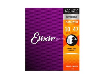 Elixir 11002 Nanoweb žice za akustičnu gitaru 10-47