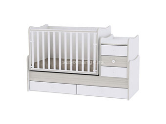 Lorelli Drveni krevetac za bebe Maxi Plus 70x160cm White/Light Oak 10150300036