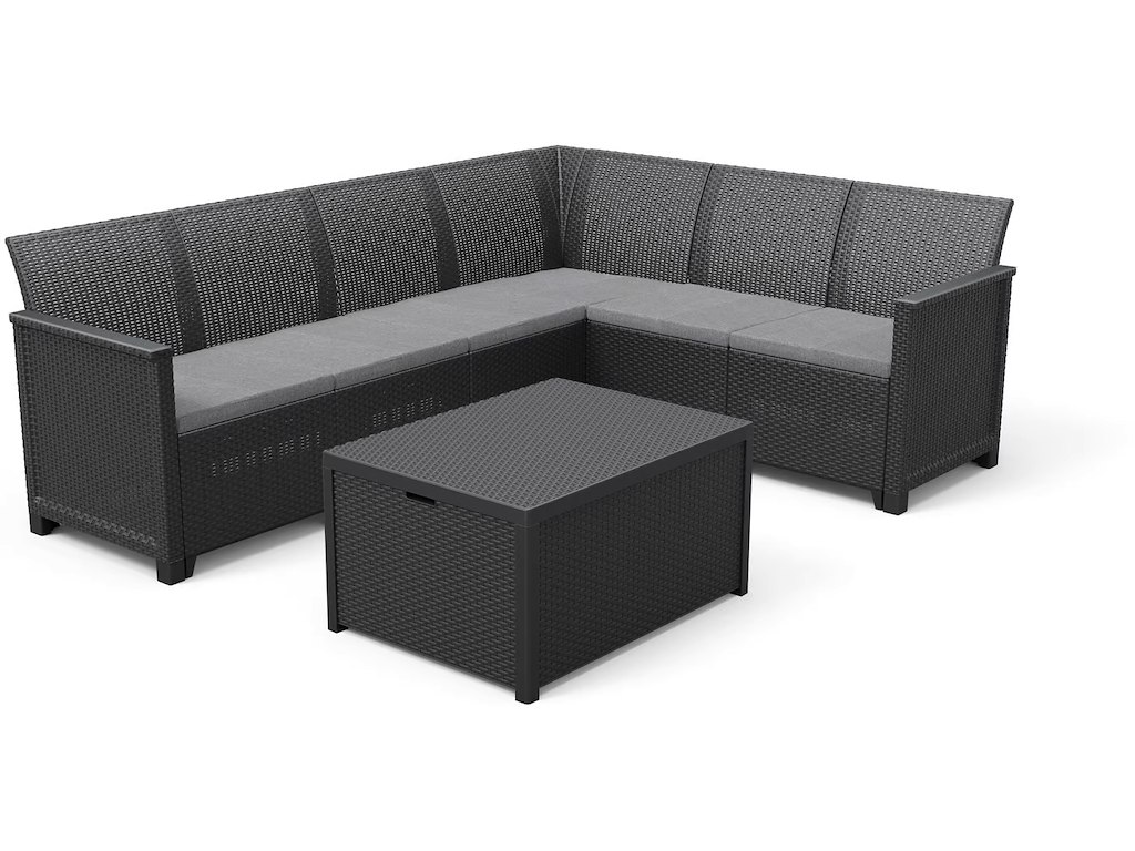 Keter CU 249596 Baštenski set ugaoni Emma 6 seater sa box stolom